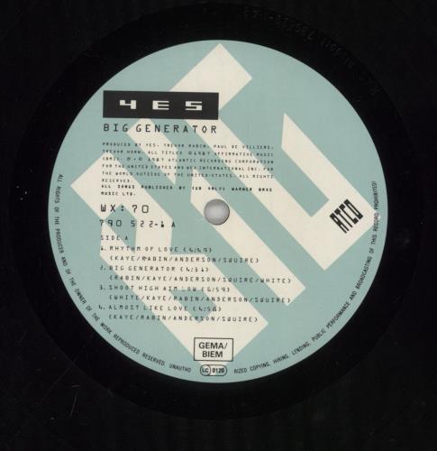 Yes Big Generator - Hype Stickered UK vinyl LP album (LP record) (619945)