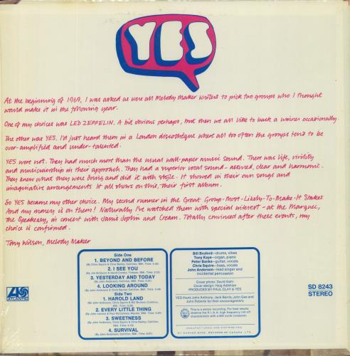 Yes Yes - shrink Canadian vinyl LP album (LP record) (810401)