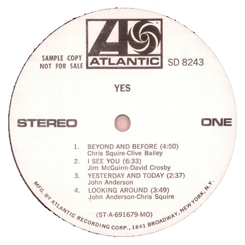 Yes Yes - White Label US Promo vinyl LP album (LP record) (71418)