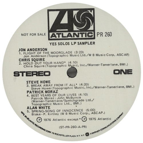 Yes Yes Solos LP Sampler - EX US Promo vinyl LP album (LP record) (181641)