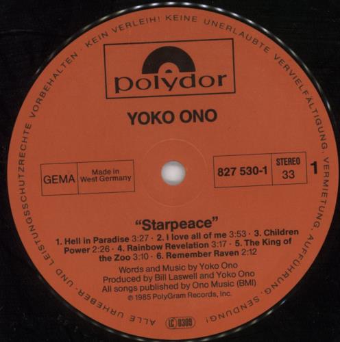 Yoko Ono Starpeace German Promo vinyl LP album (LP record) (817974)