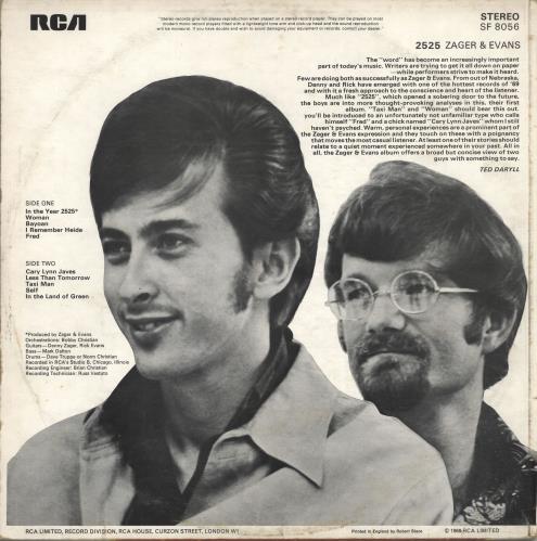Zager & Evans 2525 - Twenty Five Twenty Five UK vinyl LP album (LP ...