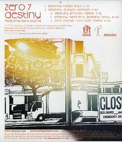 Zero 7 Destiny US Promo CD single (CD5 / 5") (299409)