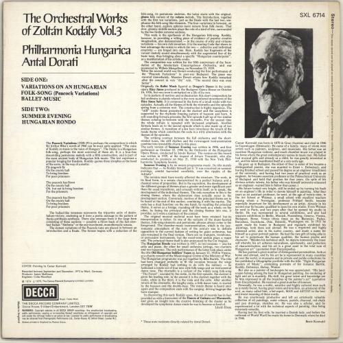 Zoltán Kodály The Orchestral Works Of Zoltán Kodály Vol. 3 UK vinyl LP ...